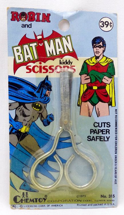 BATMAN & ROBIN VINTAGE KIDDY SCISSORS 1973 CHEMTOY USA (Neu und ...