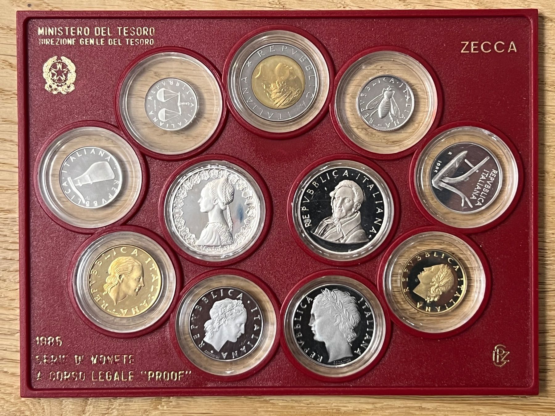 Italien 1985 – Offizielles Proof-Münzset IPZS Rom (11 Münzen (Gebraucht ...