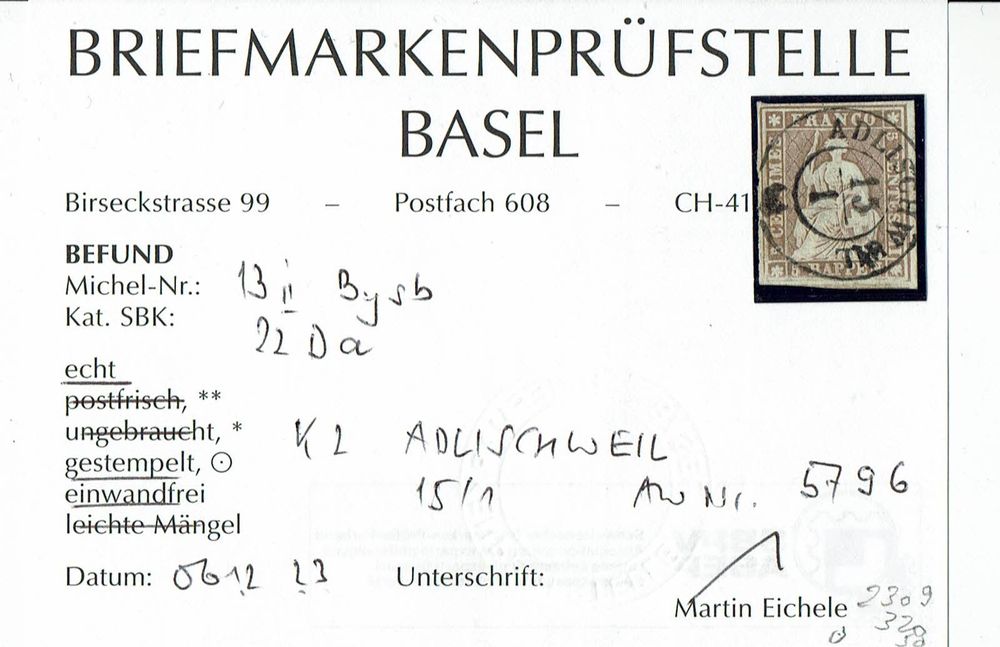 STRUBEL 5RP 22Da/B3.III ZWEIKREIS BEFUND (Gebraucht) in Rüschlikon für CHF 49 – mit Lieferung ...