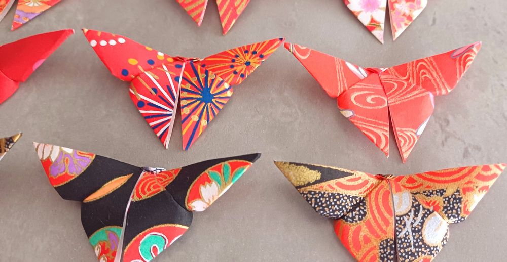 20 Origami Schmetterlinge - rot gold silber (Neu und originalverpackt ...