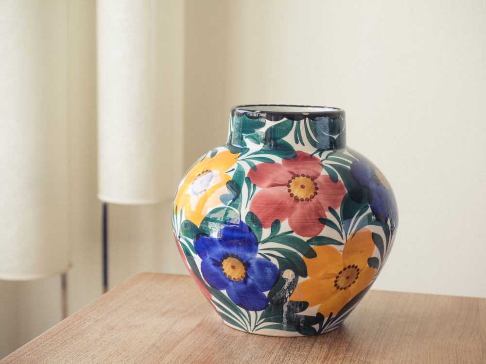 grosse Schramberg-Vase handgemalt 1955 floral Blumen SMF | Kaufen auf ...