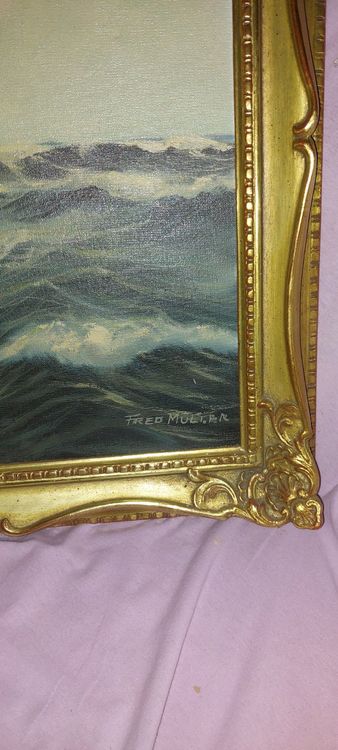 Gemälde Segelschiff auf hoher See, signiert Fred Müller (Gebraucht) in ...