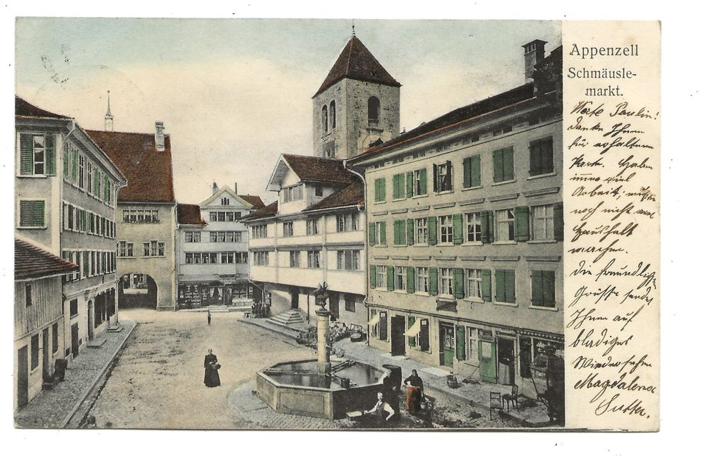 Appenzell - Dorf - Schmäuslemarkt - Rathaus - Brunnen - 1904 | Kaufen auf Ricardo