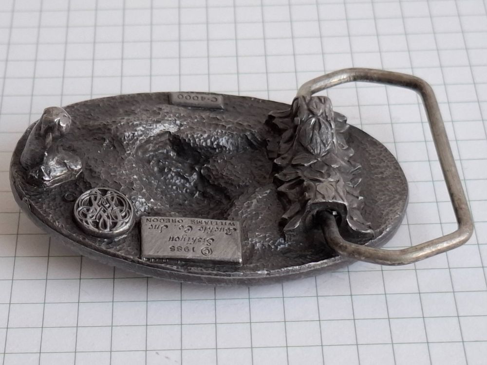 Vintage‑Gürtelschnalle 1985, Siskiyou Buckle, Rose, Pewter (Gebraucht ...