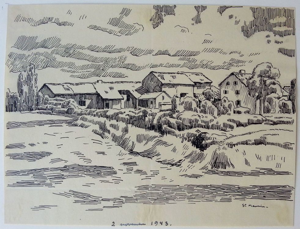 Jacques Jacobi (?): St. Maurice, Tuschezeichnung 1943 (I) (Gebraucht ...