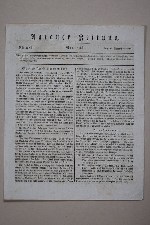 Aargauer Zeitung 1815 (Gebraucht) in Bad Ragaz für CHF 5 – nur Abholung ...