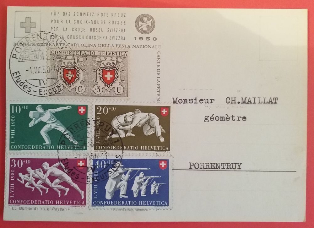 B278) 1950, Pro Patria Satz auf Bundesfeierkarte Kt. 130.-++ (Neu (gemäss Beschreibung)) in ...