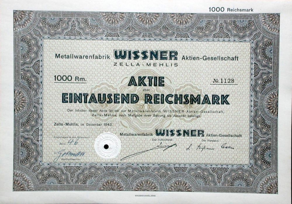 Metallwarenfabrik Wissner AG, Zella-Mehlis - 1943 (Gebraucht) in ...