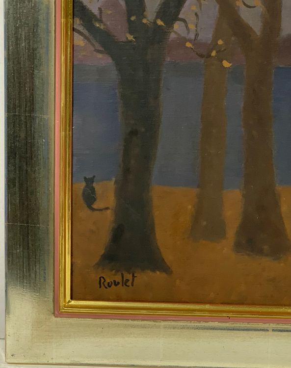 Henry Roulet (1915-1995) Gemälde Parkszene mit Katze (Gebraucht) in ...