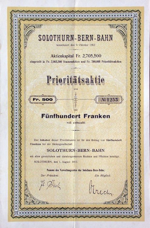 Solothurn-Bern-Bahn, Solothurn - 1917 | Kaufen auf Ricardo