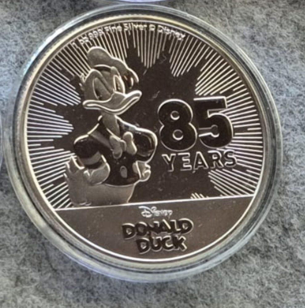 85 DONALD DUCK JAHREN JUBILÄUM 1 OZ UNZE SILBER 2019 (Neu und ...