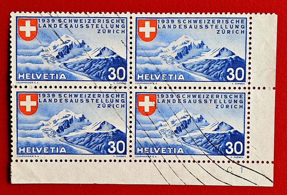 PROPAGANDA LANDI 221 PIZ ROSEG VIERERBLOCK ROLLENSTEMP. 1939 (Gebraucht) in Düdingen für CHF 2 ...