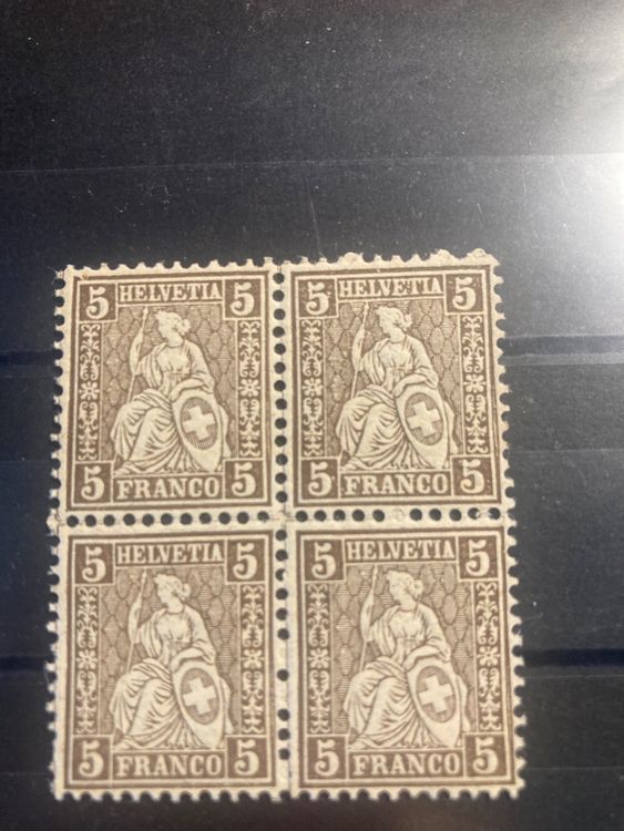 Sitzende Helvetia Nr 45 ** im 4er Block (Gebraucht) in schafisheim für CHF 5 – mit Lieferung auf ...