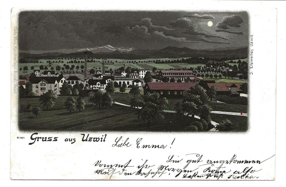 Gruss aus Uzwil (SG) Alpstein - Mondschein-Litho - um 1900 (Gebraucht) in Engelburg für CHF 9 ...