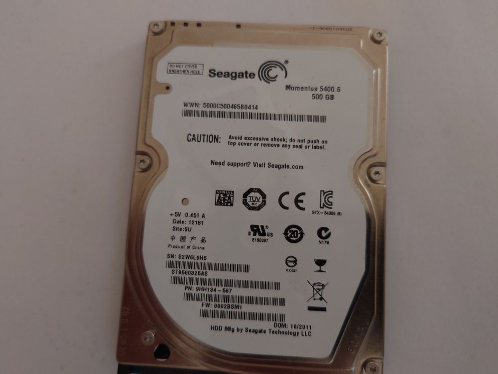 HDD - SeaGate - ST9500325AS - 500 GB - 2.5" (Höhe: 9.5mm) (Gebraucht ...
