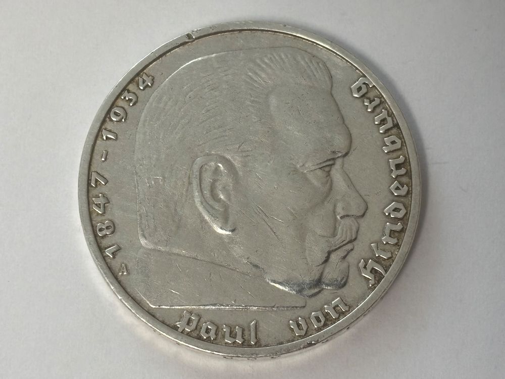 5 Mark 1937 A Hindenburg deutsches Reich Silber (Gebraucht) in ...
