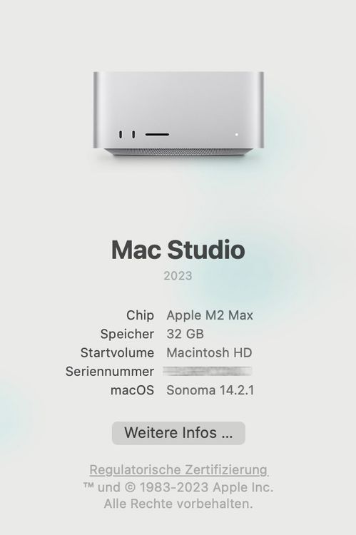 Mac Studio M2 Max (12C-CPU / 30C-GPU / 32GB / 512GB) (Neu (gemäss Beschreibung)) in Kloten für ...