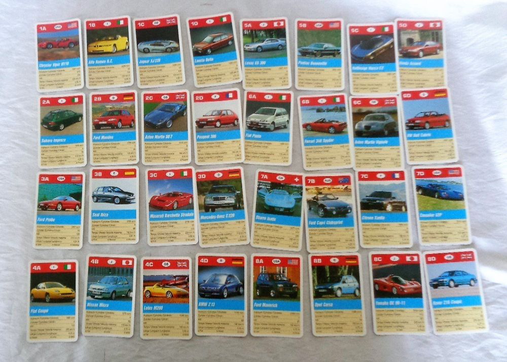 Auto Quartett / Autos / 32 Karten sehr leicht gewölbt (Gebraucht) in ...
