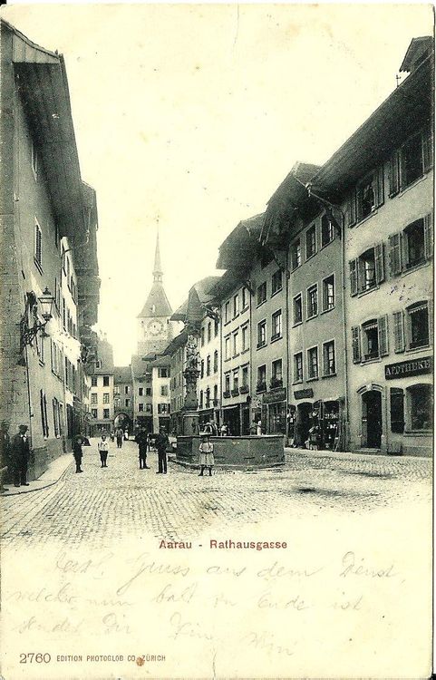 AK AARAU RATHAUSGASSE BRUNNEN 1903 PERSONEN | Kaufen auf Ricardo