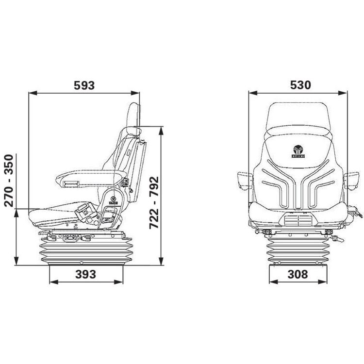 Sitz Maximo XXL Stapler, Stoff Matrix 480 mm Grammer MSG95A (Neu und ...