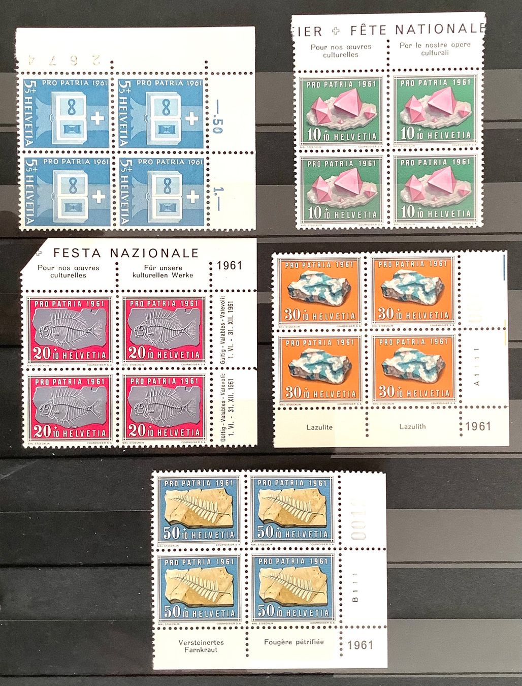 1961 / Pro Patria Mineralien Viererblock ** (Neu (gemäss Beschreibung ...