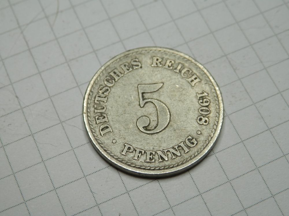 Deutschland 5 Pfennig, 1908 Münzzeichen: "A" - Berlin (Gebraucht) in ...