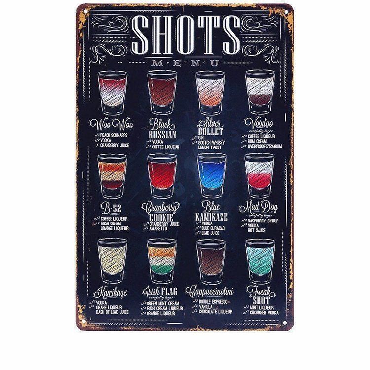 (COPIE) Plaque vintage Shots - Blechschild Shots (Neu und ...