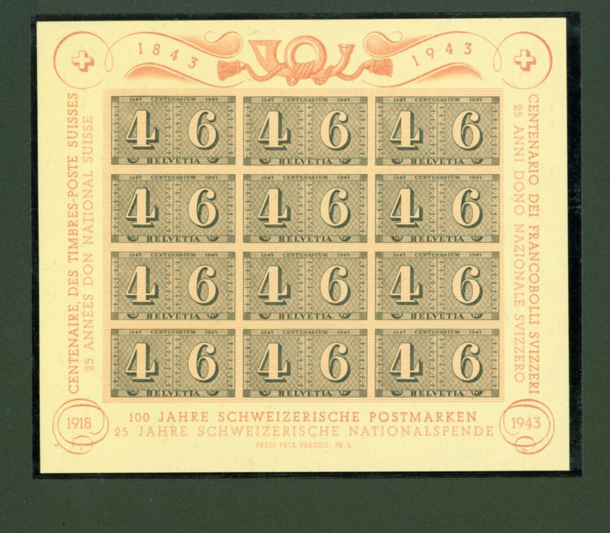 Block LUXUSBLATT 1943 postfrisch , Mit Rückseite (Q684) (Neu (gemäss Beschreibung)) in Seuzach ...