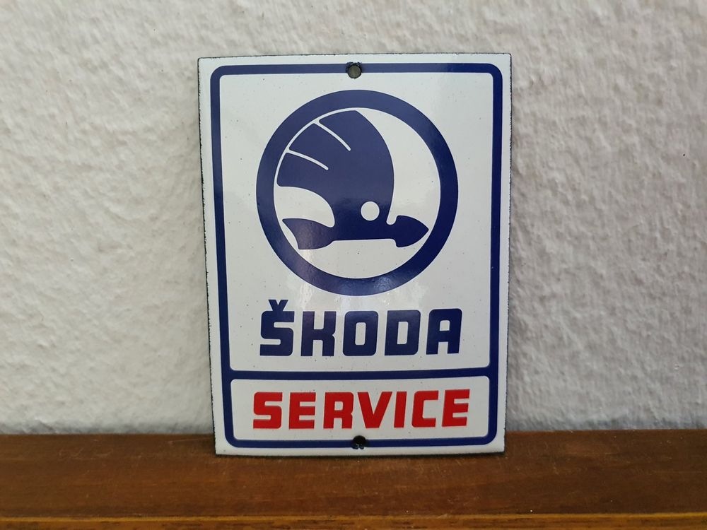 Emailschild Skoda Service Auto Werkstatt Logo Emaille Schild | Kaufen ...