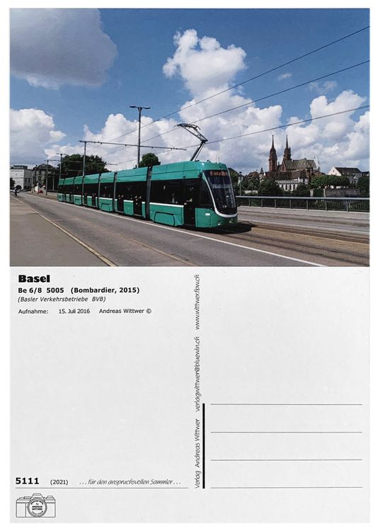 Basel Wettsteinbrücke Basler Münster Tram BVB Be 6/8 Flexity | Kaufen auf Ricardo