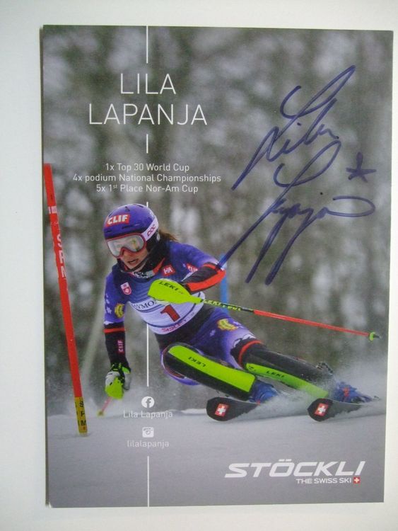 LILA LAPANJA (USA) SKISTAR HANDSIGNIERT TOP AK | Kaufen auf Ricardo