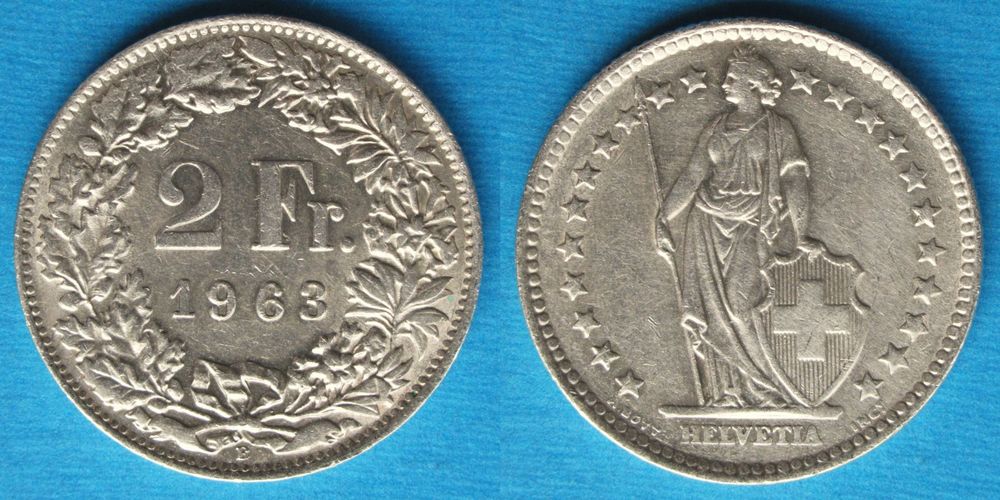 original 2 FRANKEN 1963 Silber Ag Schweiz Suisse Svizzera (Gebraucht) in Lohn-Ammannsegg für CHF ...