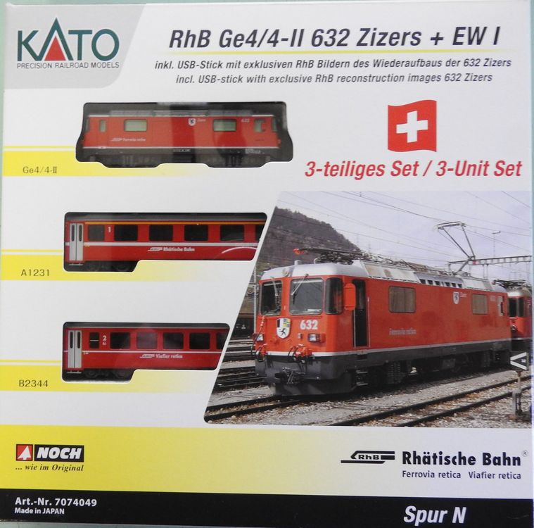 RhB Ge 4/4-II 632 Zizers 3er Set mit Licht Kato Neu Spur N (Neu und originalverpackt) in Salez ...