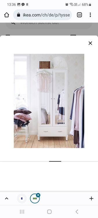 Kleiderschrank weiss / IKEA Modell Tyssedal (Gebraucht) in Thörigen für CHF 7 – nur Abholung auf ...