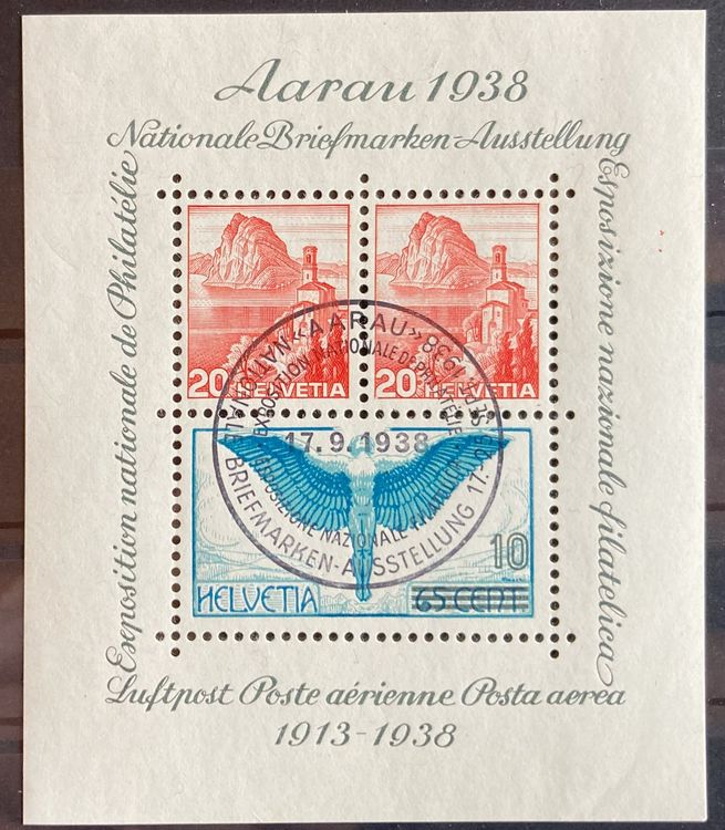 Aarauer-Block 1938 W11, ET gestempelt, SBK 50 Fr. (Gebraucht) in Flawil für CHF 9 – mit ...