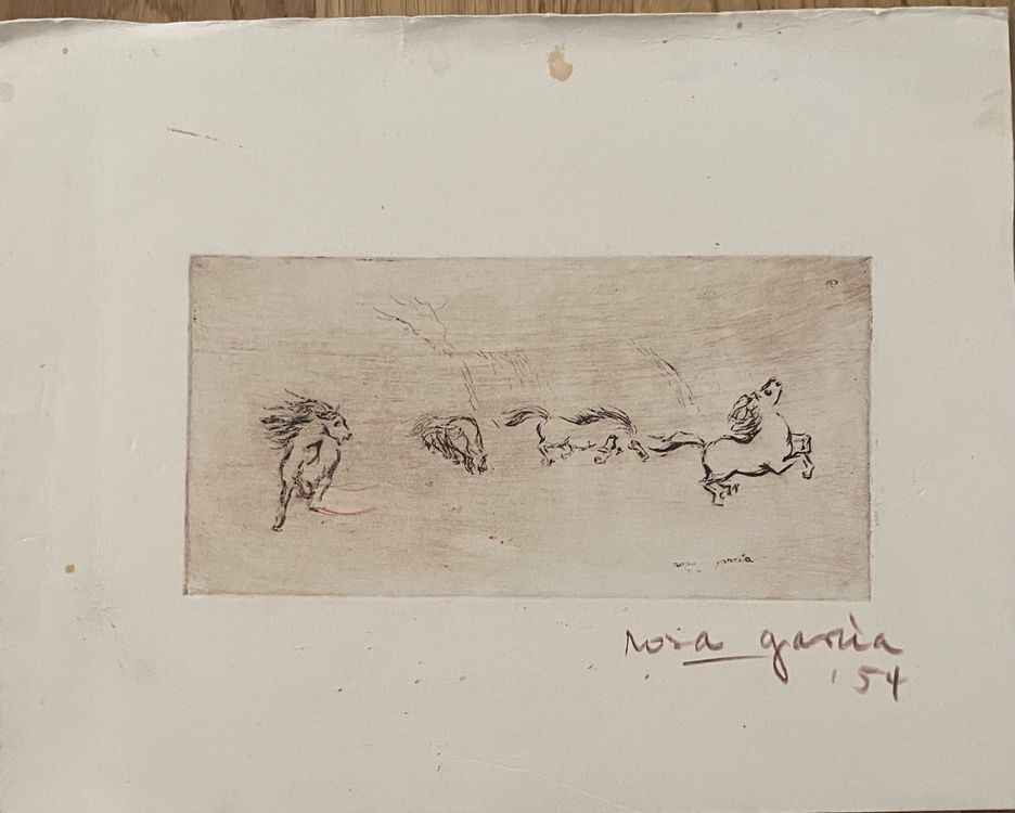 Sehr Interessante Radierung mit Pferden Unl.Sig | Kaufen auf Ricardo