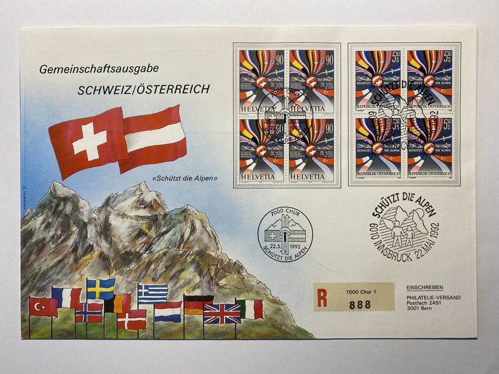 FDC Grossbrief Gemeinschaftsausgabe Schweiz/Oesterreich 1992 | Kaufen auf Ricardo