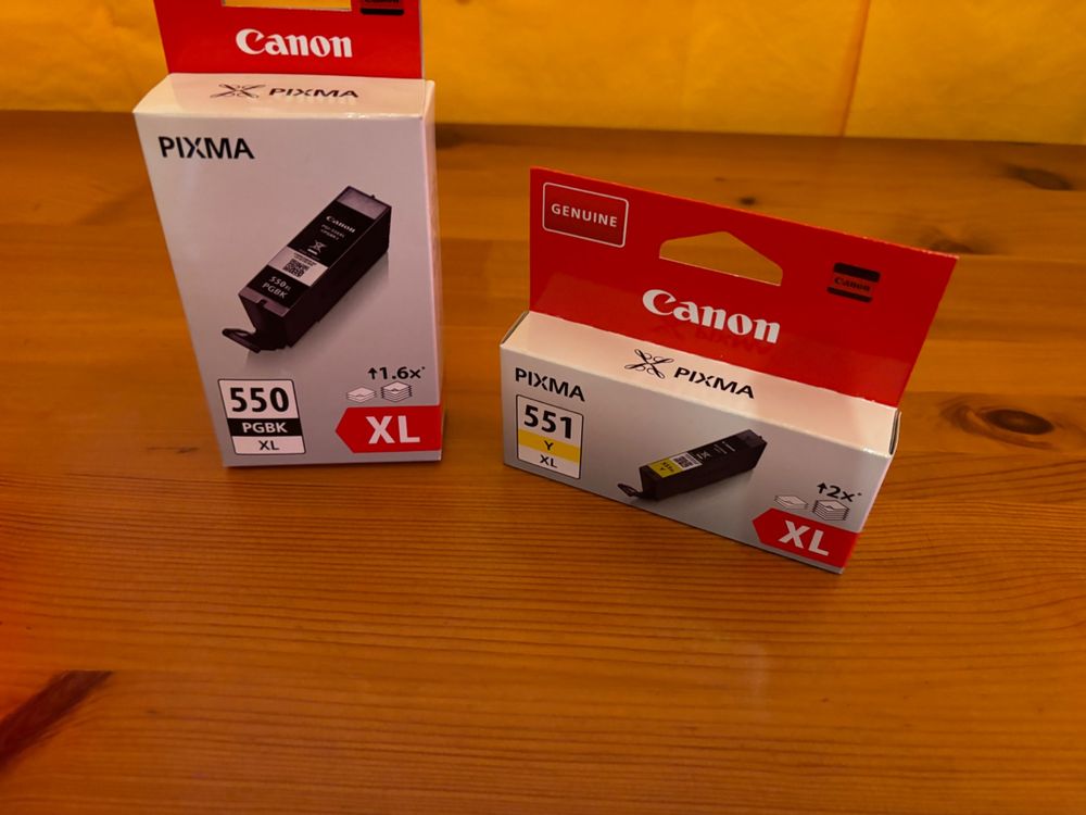 Canon Pixma 550 / 551 XL Tintenpatronen ( Schwarz / Gelb ) (Neu und ...