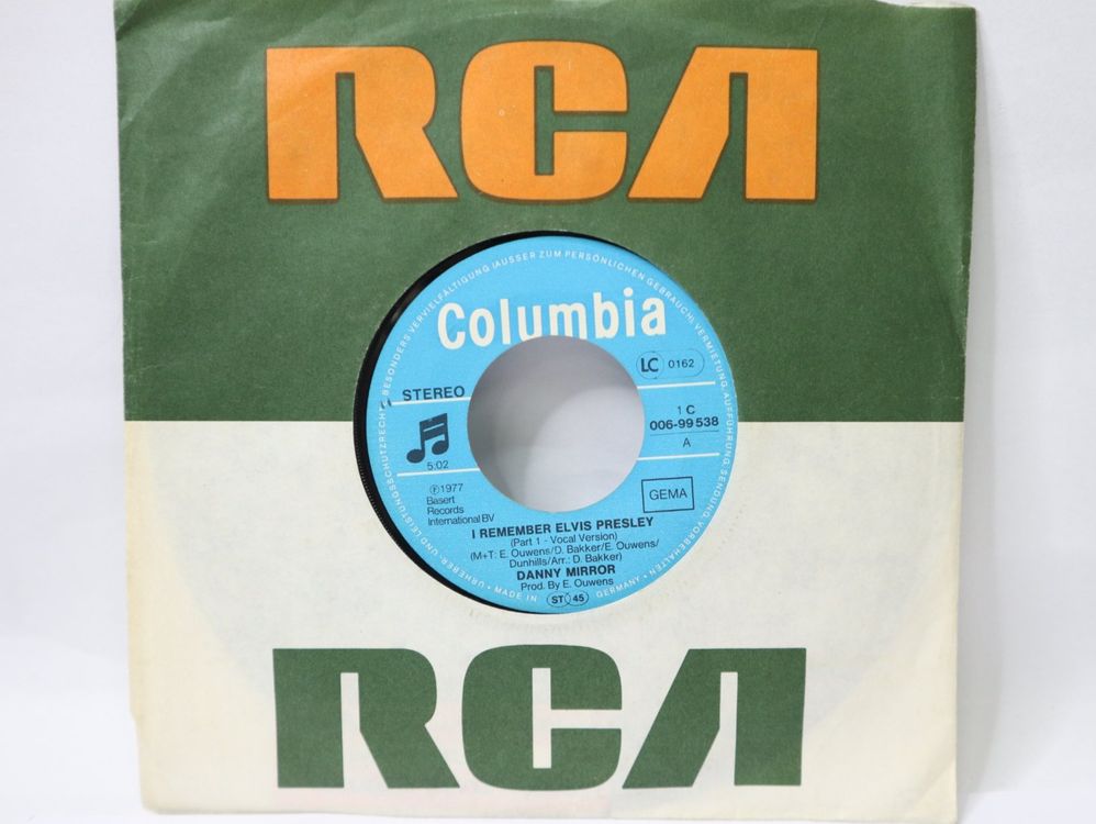 Vinyl Single Danny Mirror I Remember Elvis Presley Jukebox (Gebraucht ...