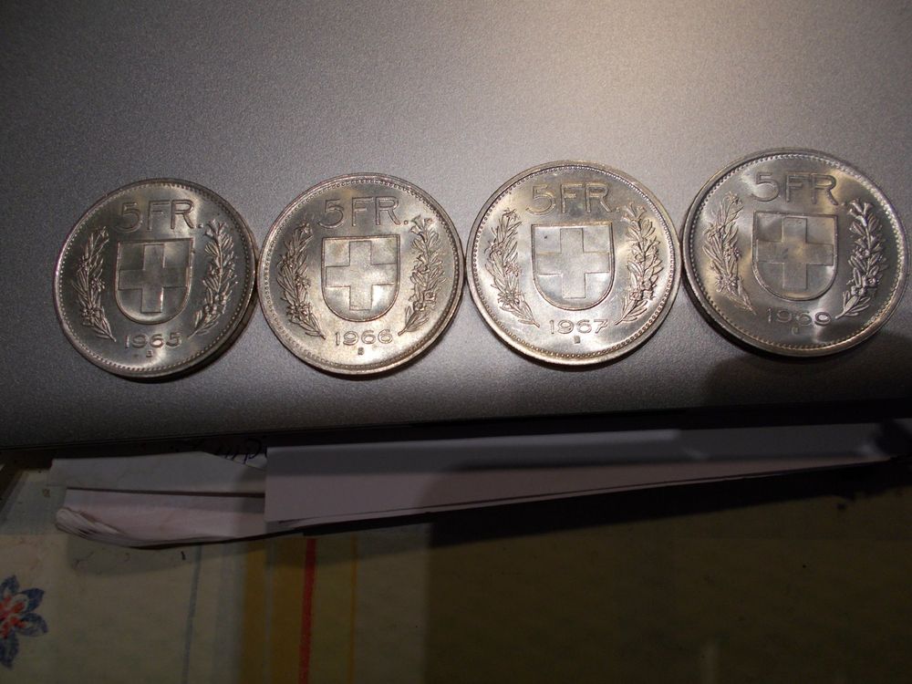 5 Franken Silber Lot 4 Stück, 1965, 1966, 1967, 1969 ss-vz | Kaufen auf Ricardo