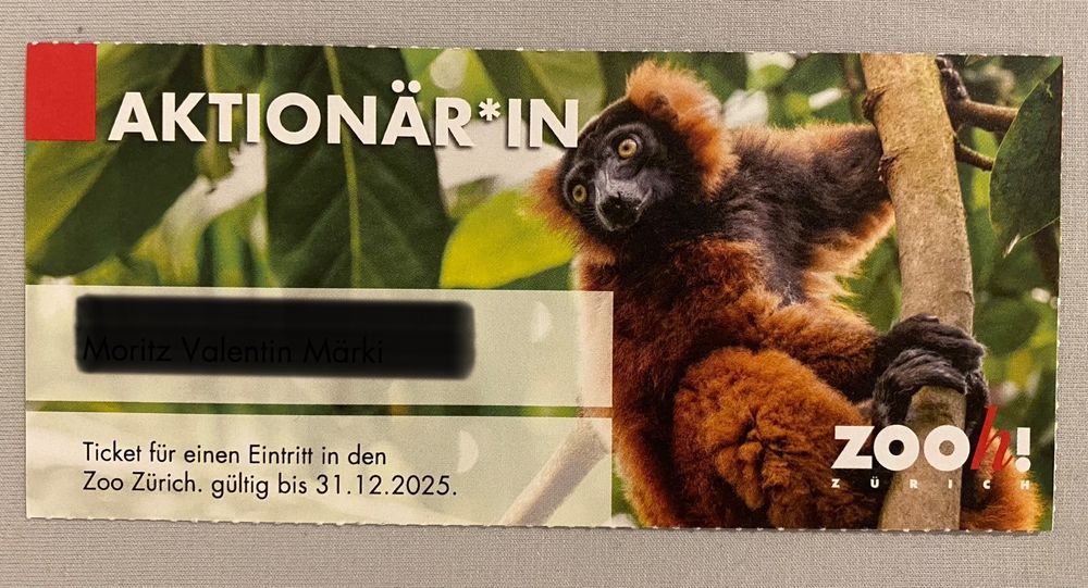 Ticket Zoo Zürich, Eintritt für Erwachsene inkl. Masoala (Neu und originalverpackt) in Schlieren ...