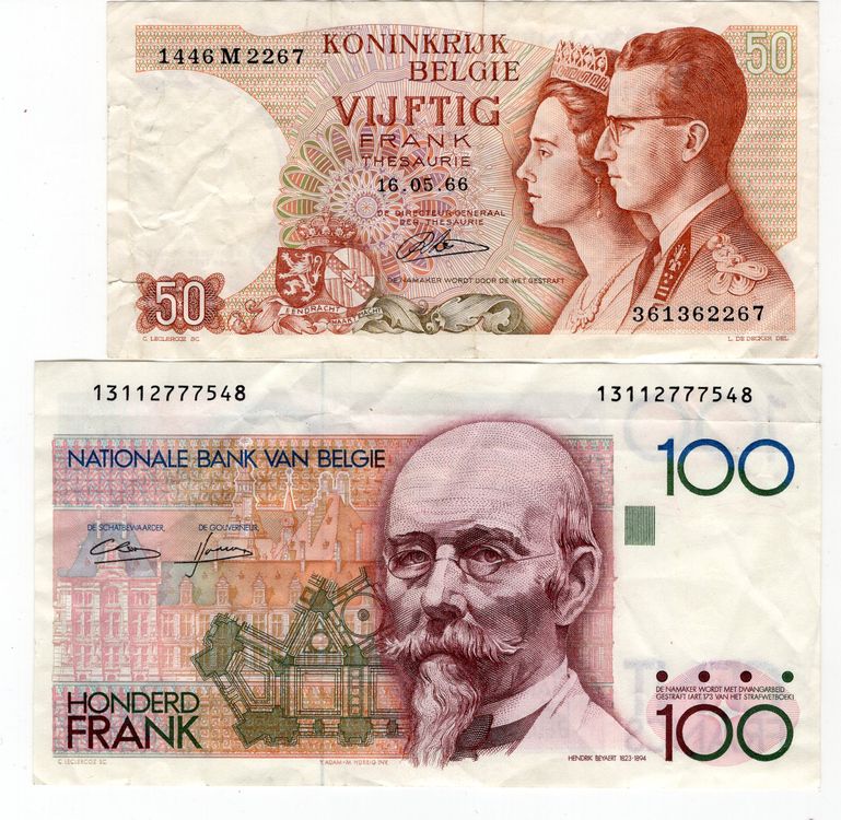 Banknoten BELGIEN 50 UND 100 FRANK (Gebraucht) in Baar für CHF 2 – mit ...