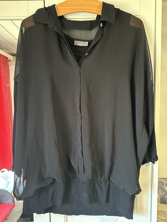 Schwarze Elegante Bluse Gr. 42 Street One Top Chiffon Modern (Gebraucht ...