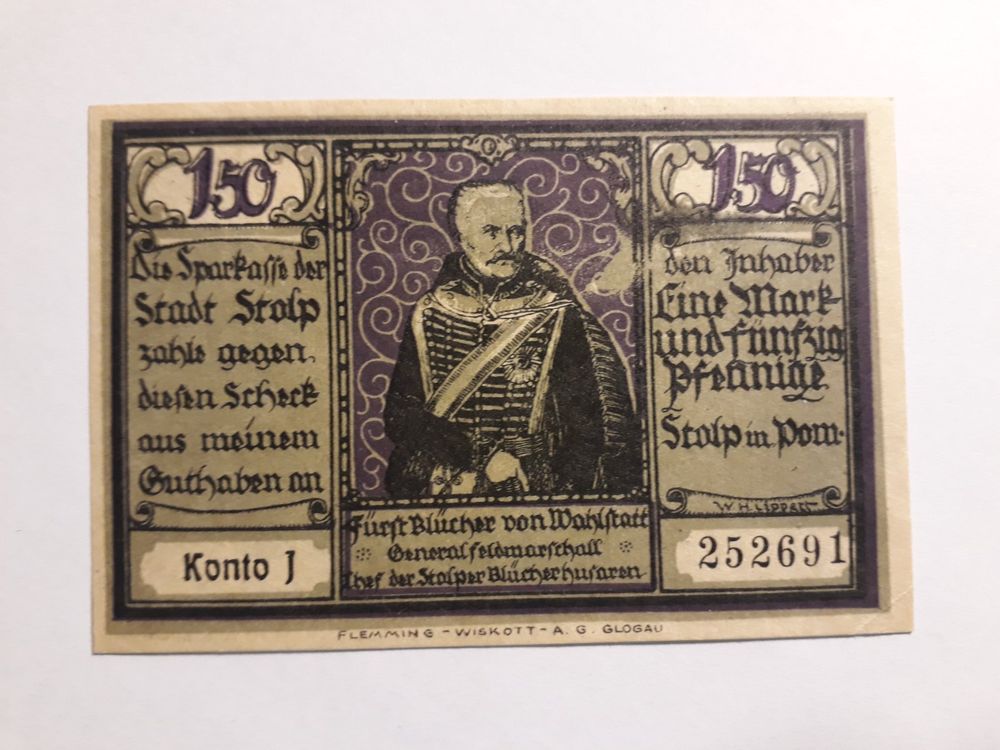 NOTGELD - 1.50 Mark Stolp 1921 ungefaltet | Kaufen auf Ricardo