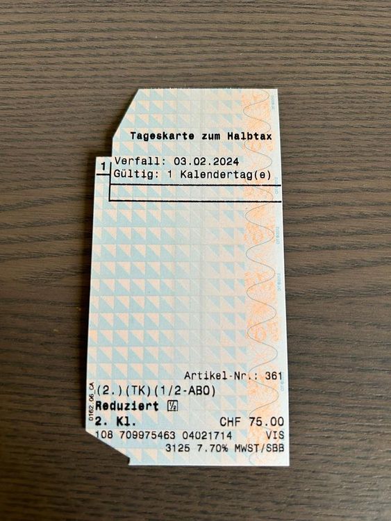 SBB Tageskarte zum Halbtax, 2. Klasse | Kaufen auf Ricardo