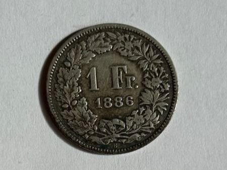 1.- (1 Franken), 1886 (Silber) (Gebraucht) in Bettwiesen für CHF 9 – mit Lieferung auf Ricardo ...