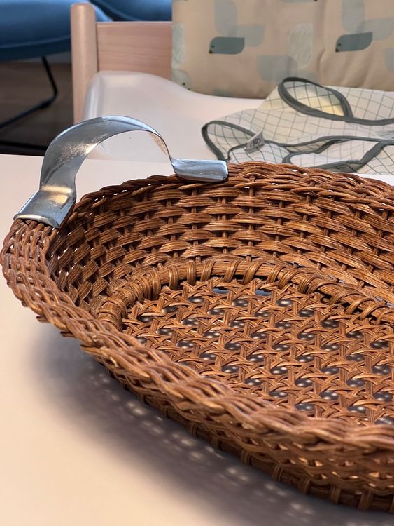 Hochwertiger Brotkorb Rattan - Griffe in echt Silber (Gebraucht) in ...