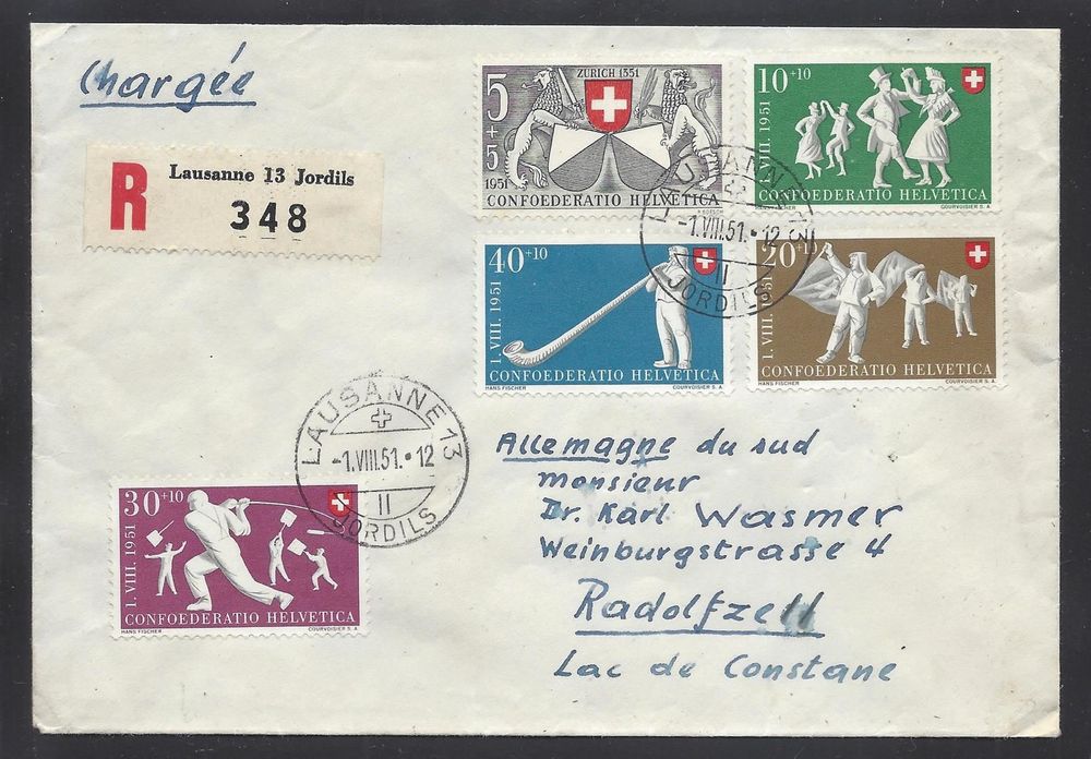 1.8.1951 : Brief mit PP Serie - KP 130. | Kaufen auf Ricardo