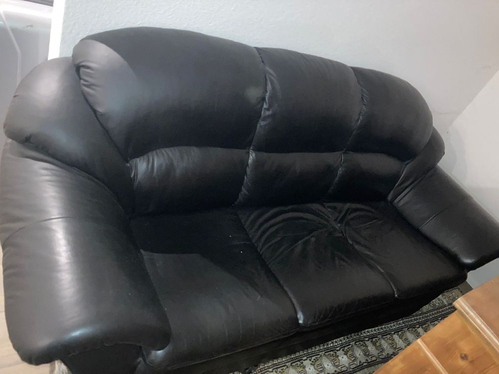 Schwarzes Leder Sofa - 3er Sofa | Kaufen auf Ricardo