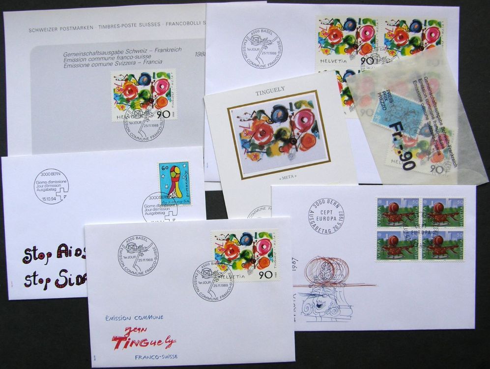 original JEAN TINGUELY (& Co.) VI 8 Belege (Neu (gemäss Beschreibung ...